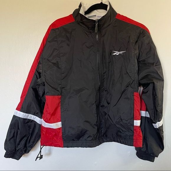 Reebok | Jackets & Coats | Vintage Reebok Black Red White Windbreaker ...